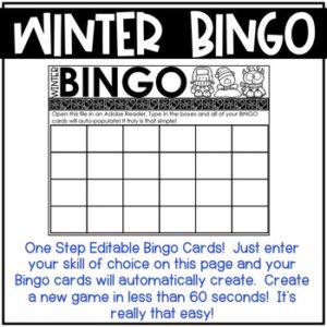 EDITABLE Winter Bingo Cards | Perfect for Math, Sight Words and More ...